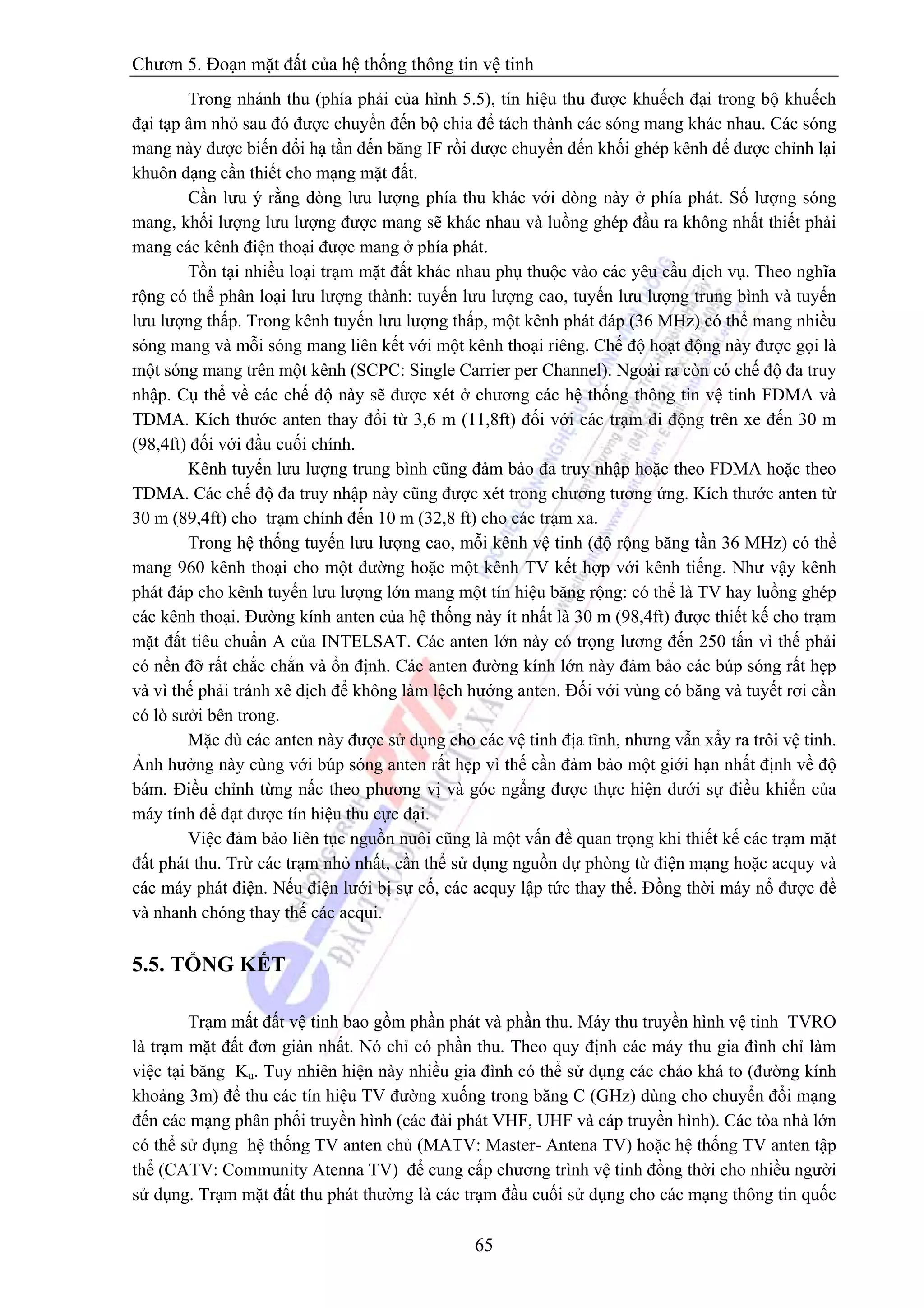 Giáo trình Thông tin vệ tinh - Học viện Bưu chính Viễn thông TP.HCM