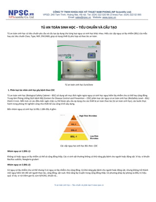 Tủ an toàn sinh học – Tiêu chuẩn và cấu tạo | PDF