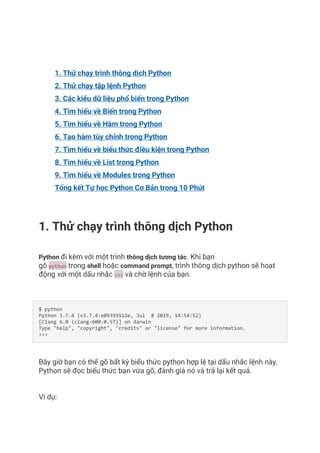 Tu-Hoc-Python-Co-Ban-Trong-10-Phut-NIIT | PDF