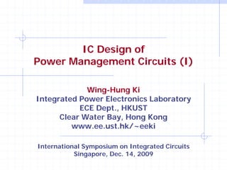IC Design of Power Management Circuits (I) | PDF