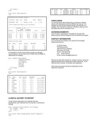 Proc Compare to validate datasets | PDF