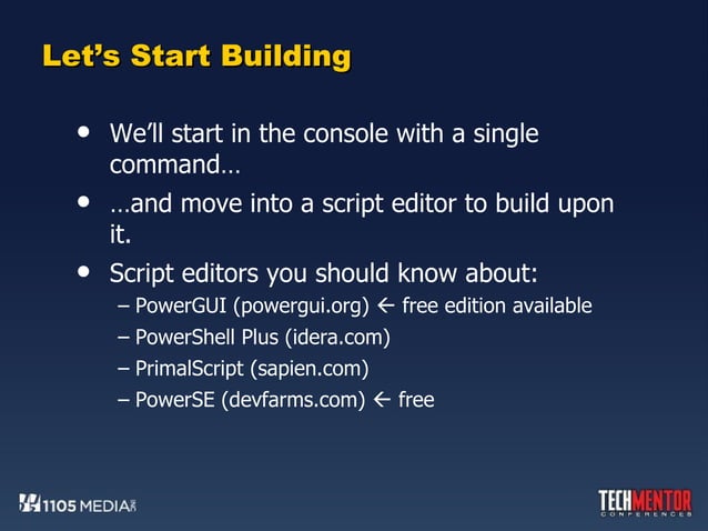 PowerShell Scripting and Modularization (TechMentor Fall 2011) | PPT