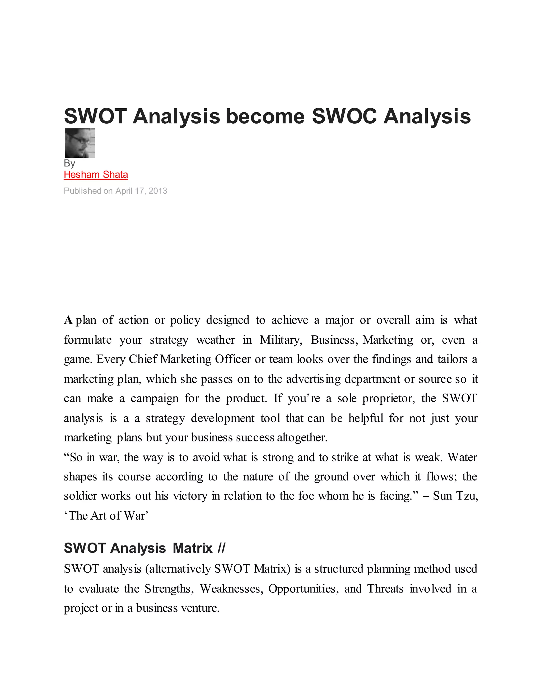 Swot becomes swoc | DOCX