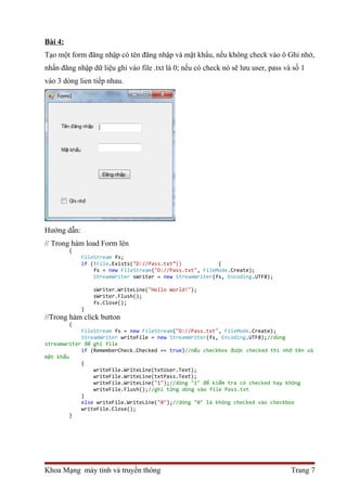 Bài tập thực hành C# | DOC