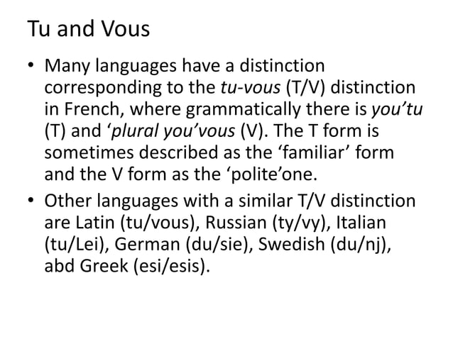 Tu and vous by zahril anasy | PPT