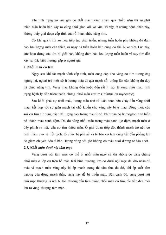 Tuần hoàn vành - sinh lý bệnh đau thắt ngực | PDF