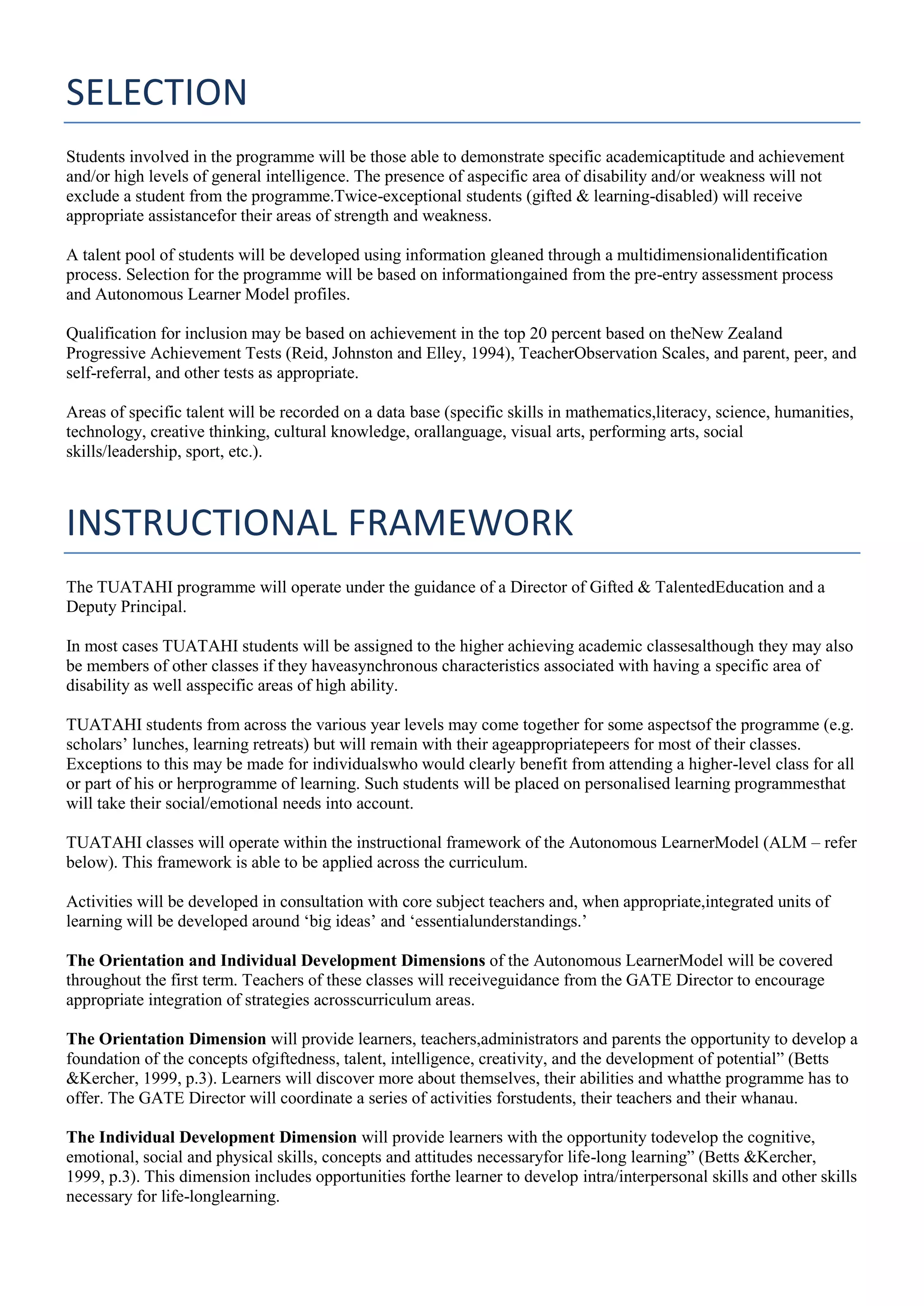 Tuatahi advanced learning programme | DOCX