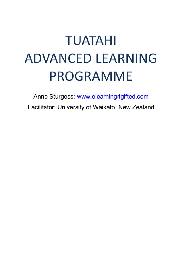 Tuatahi advanced learning programme | DOCX