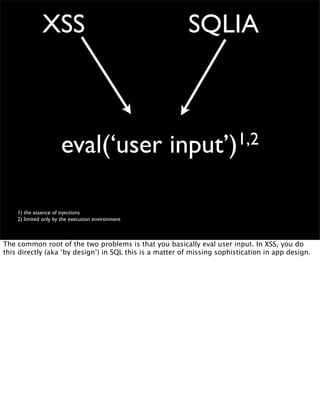 2 Roads to Redemption - Thoughts on XSS and SQLIA | PDF