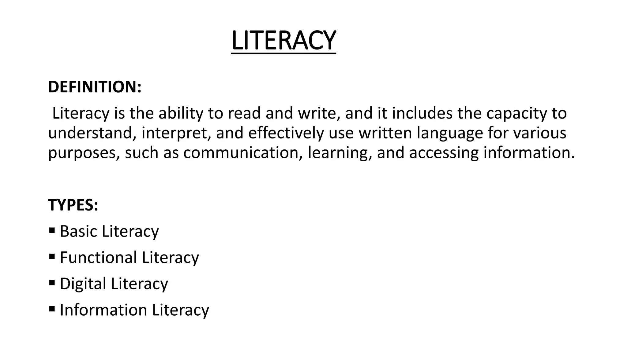 This is all about lieracy and its importance | PPT