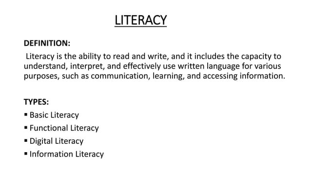 This is all about lieracy and its importance | PPT