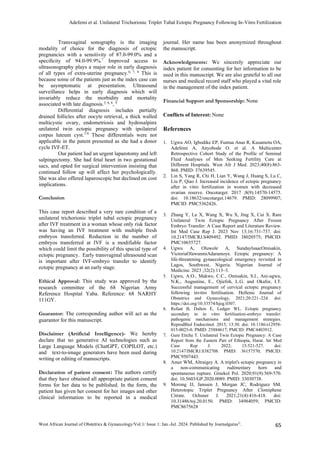 A Rare Case of Unilateral TrichorionicTriplet Tubal Ectopic Pregnancy ...