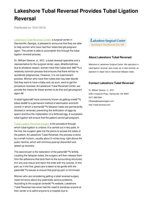 Tubal Reversal Surgeon | PDF