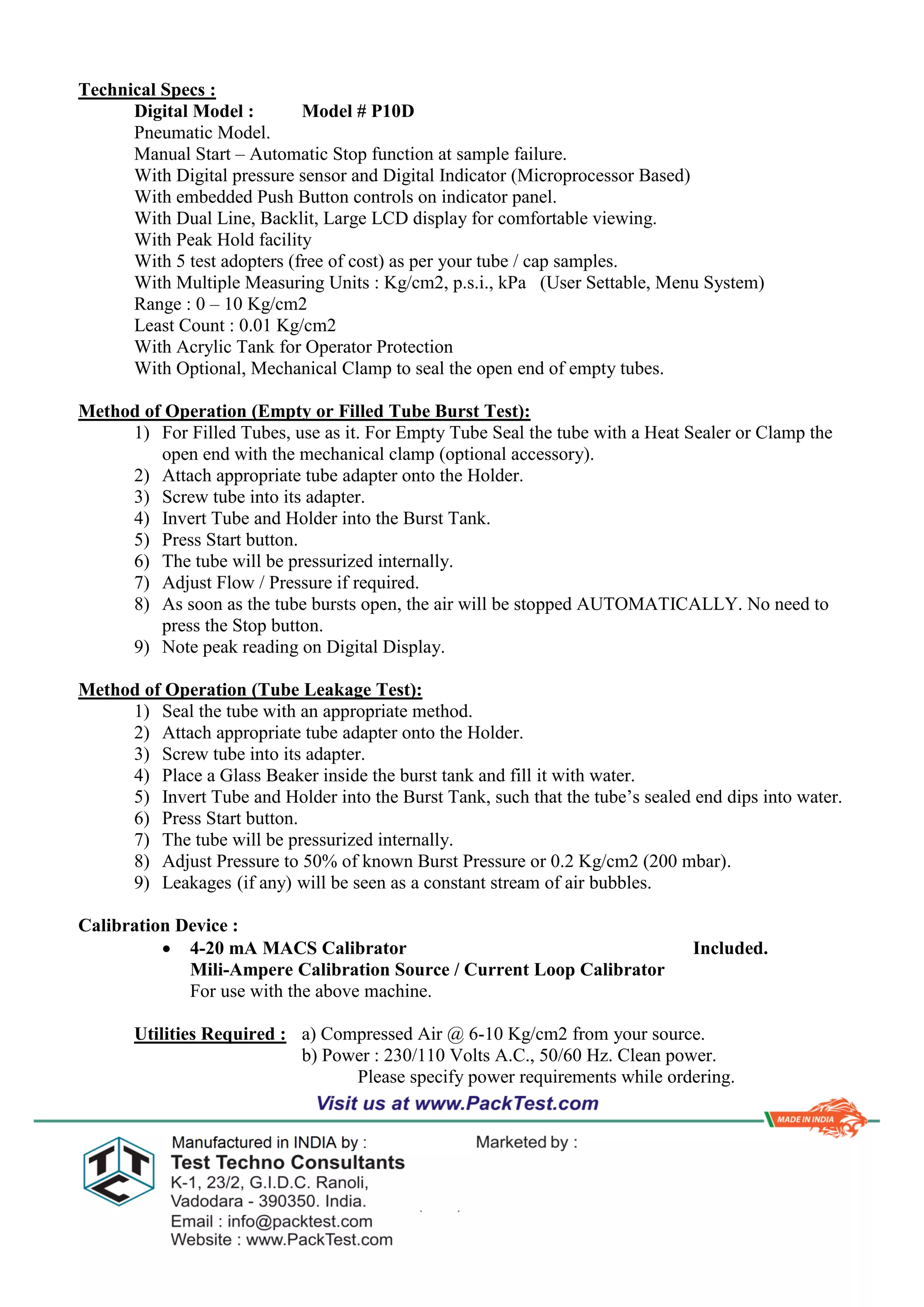 Tube burst tester p10 d 2018 | PDF