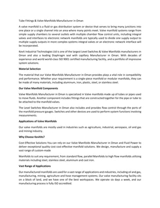 Tube Fittings & Valve Manifolds Manufacturer in Oman.pdf