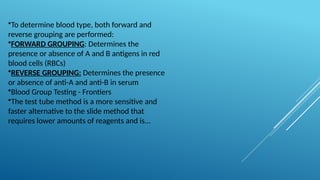 TUBE METHOD BLOOD GROUP. abo rh postitivepptx | PPTX
