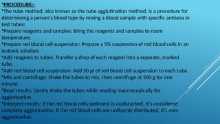 TUBE METHOD BLOOD GROUP. abo rh postitivepptx | PPTX