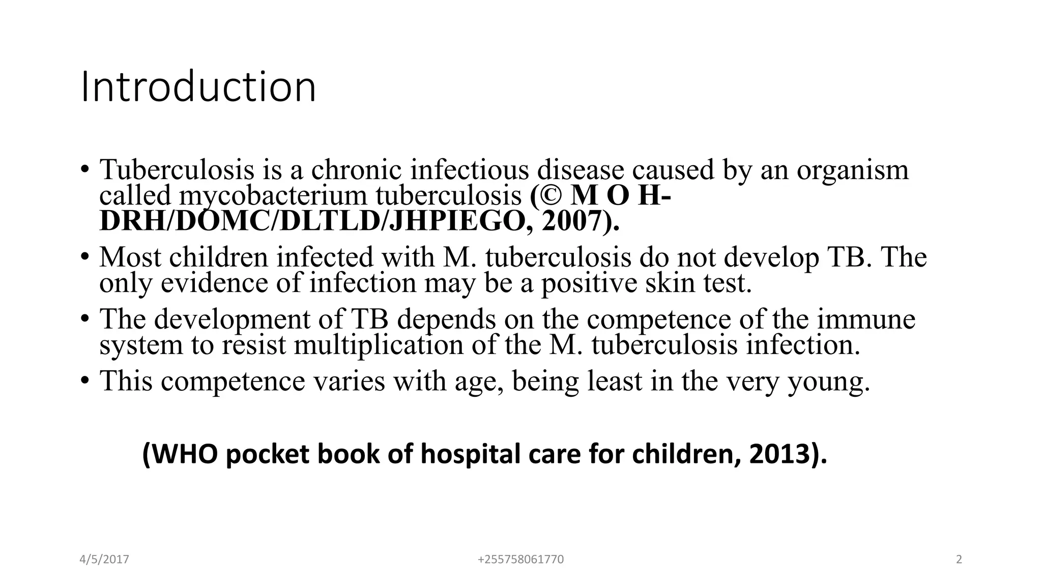 Tuberculosis and newborn | PPTX