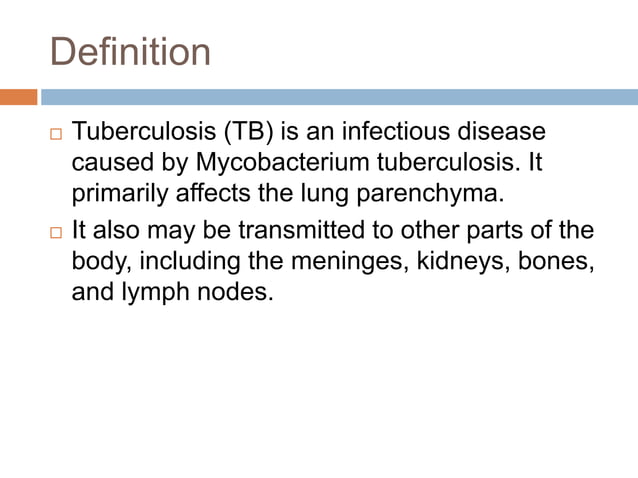 Tuberculosis | PPT
