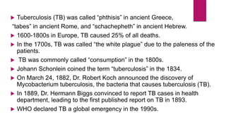 Introduction ot Tuberculosis disease (TB) | PPTX