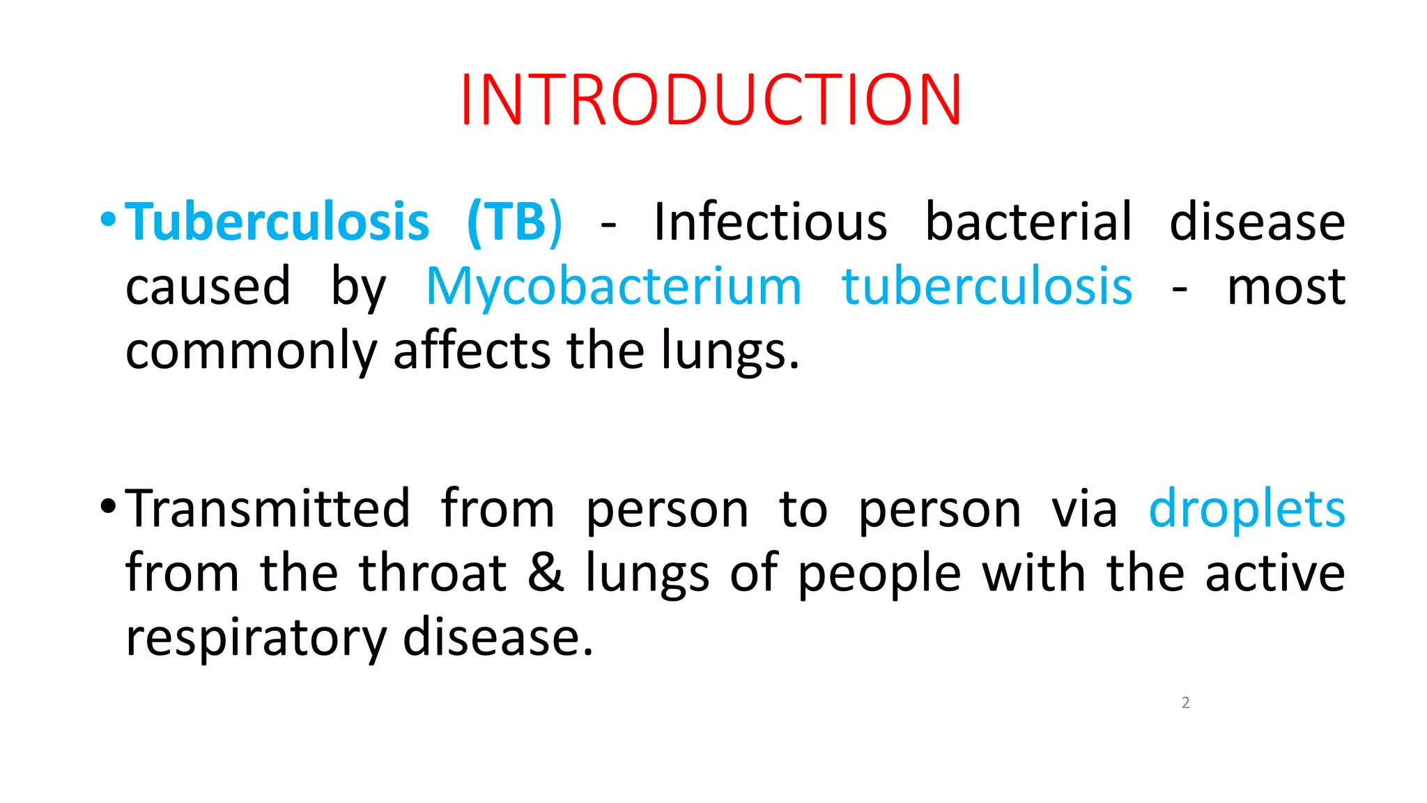 Tuberculosis revised guidelines - 2016 | PPTX