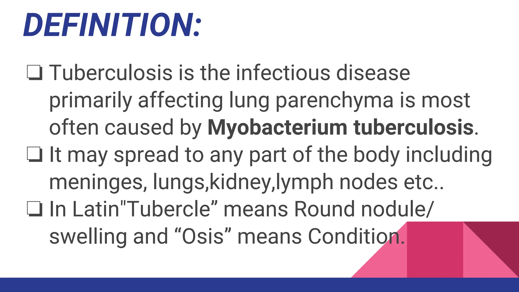TUBERCULOSIS - complete information ppts | PPTX