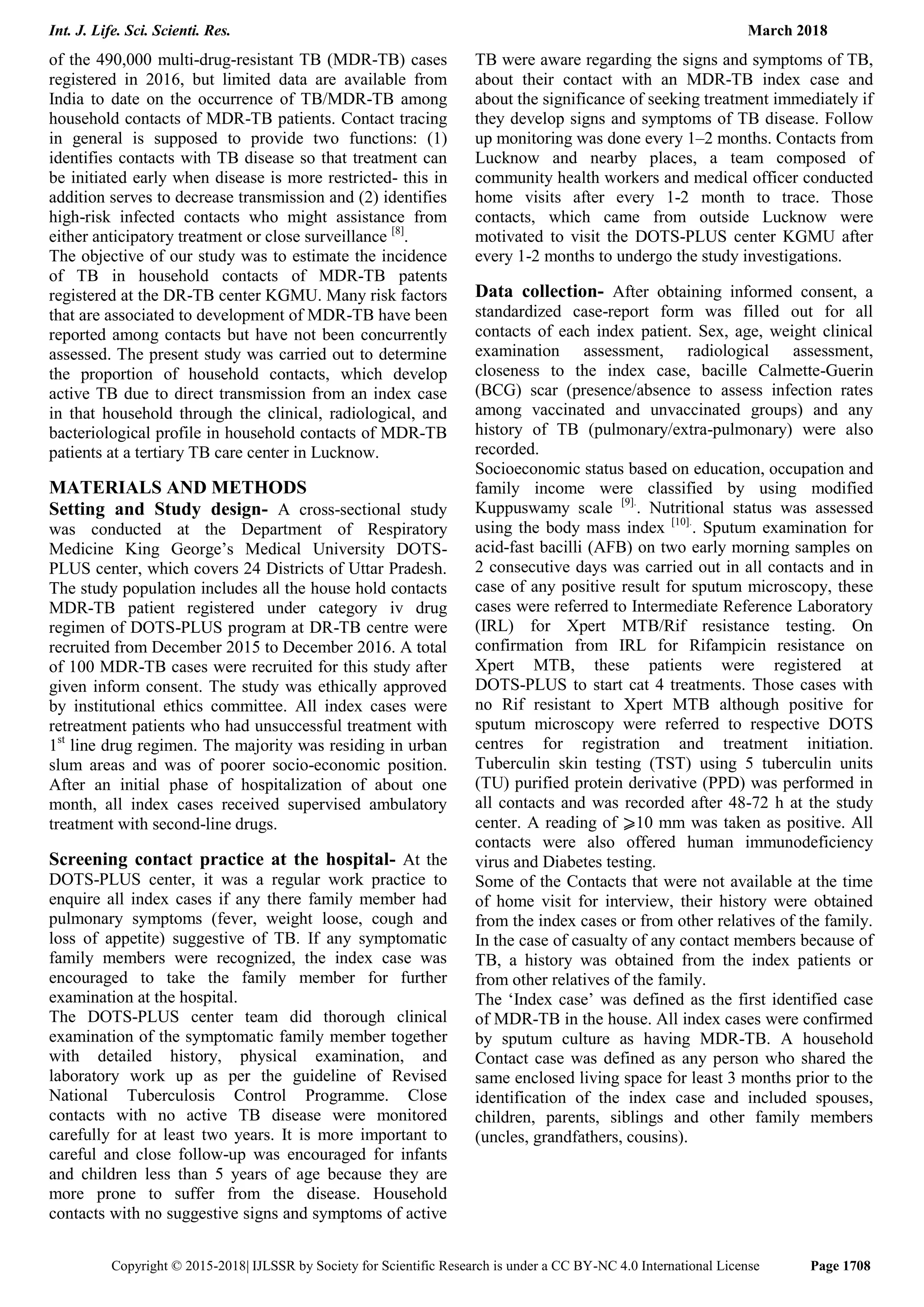 Tuberculosis among household contacts of multidrug resistant ...