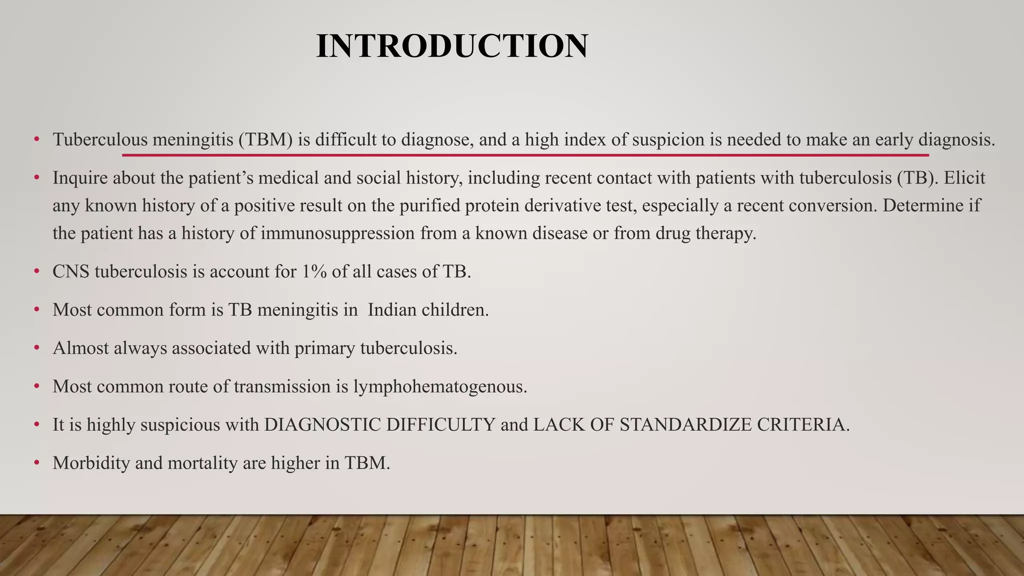 Tuberculous Meningitis (TBM) | PPTX