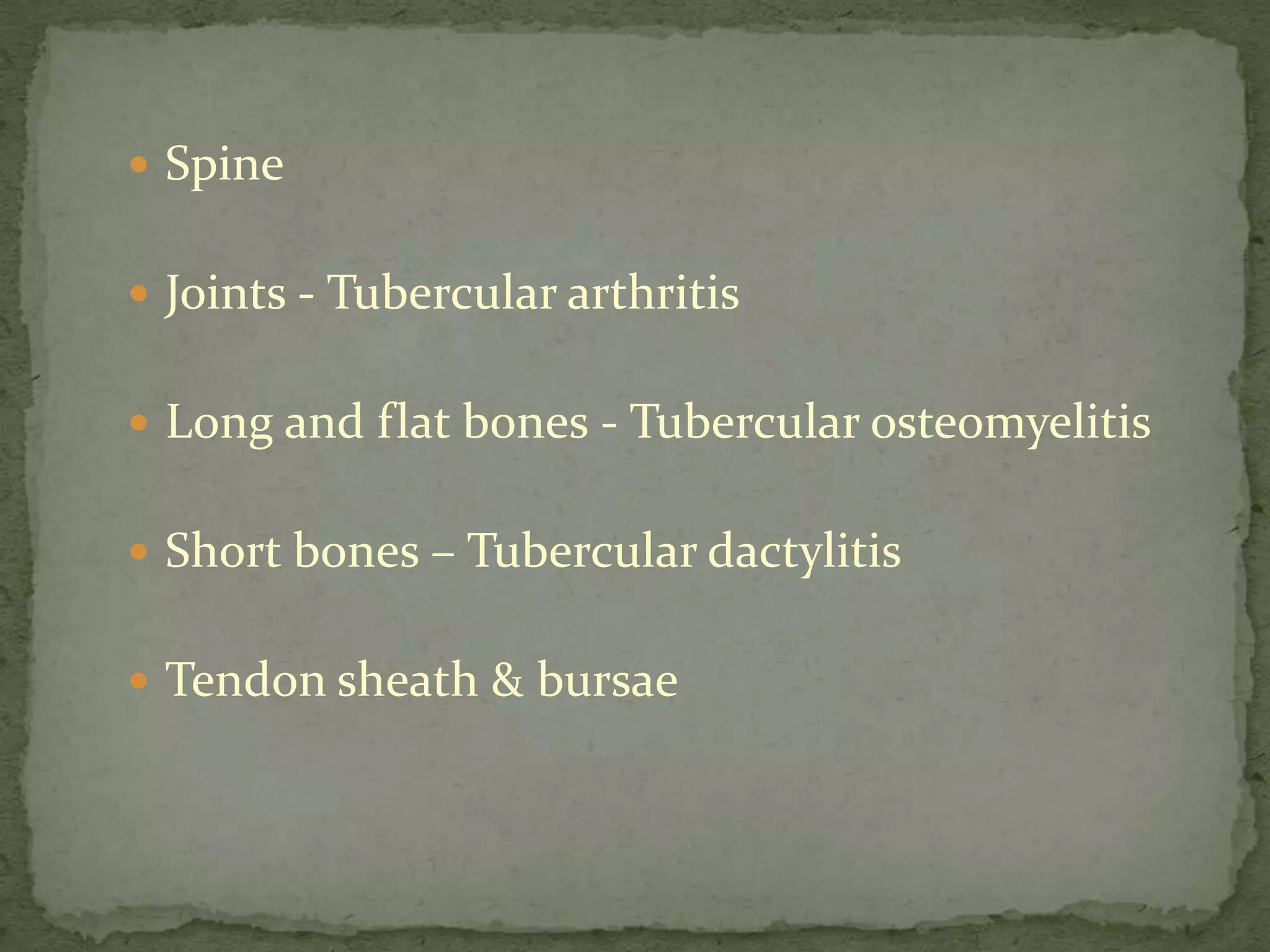 Tuberculosis of bones and joints | PPTX | Bone and Joint Conditions ...