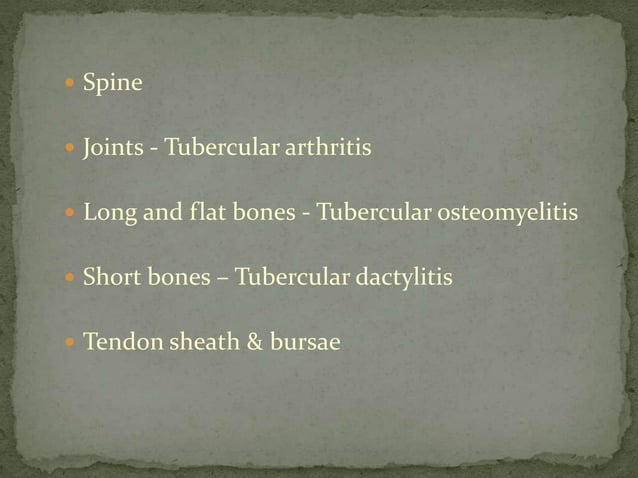 Tuberculosis of bones and joints | PPTX | Bone and Joint Conditions ...