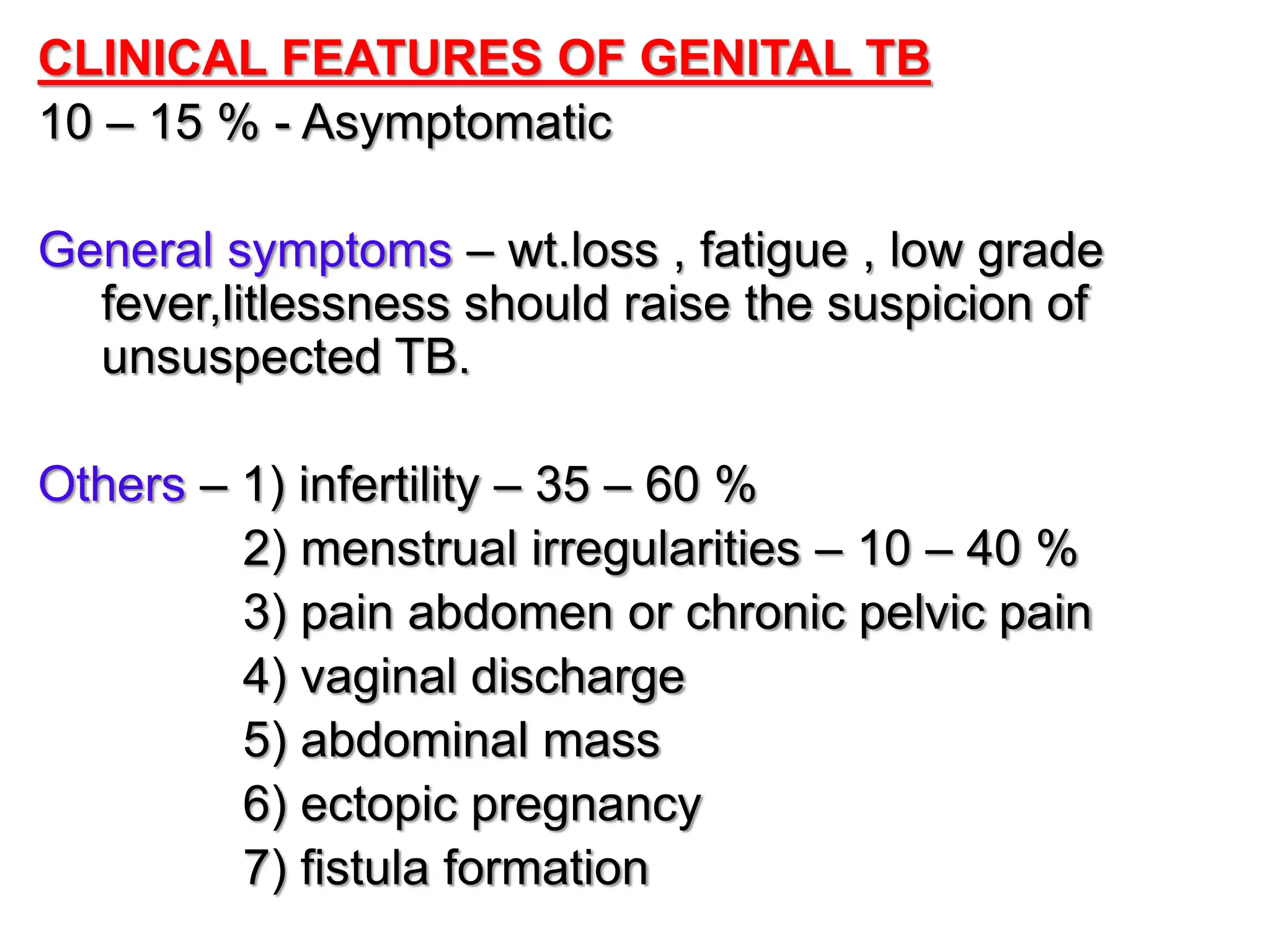 Tuberculosis of genital tract presentation | PPTX