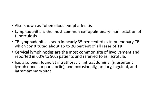 Tuberculosis of peripheral lymph nodes | PPT