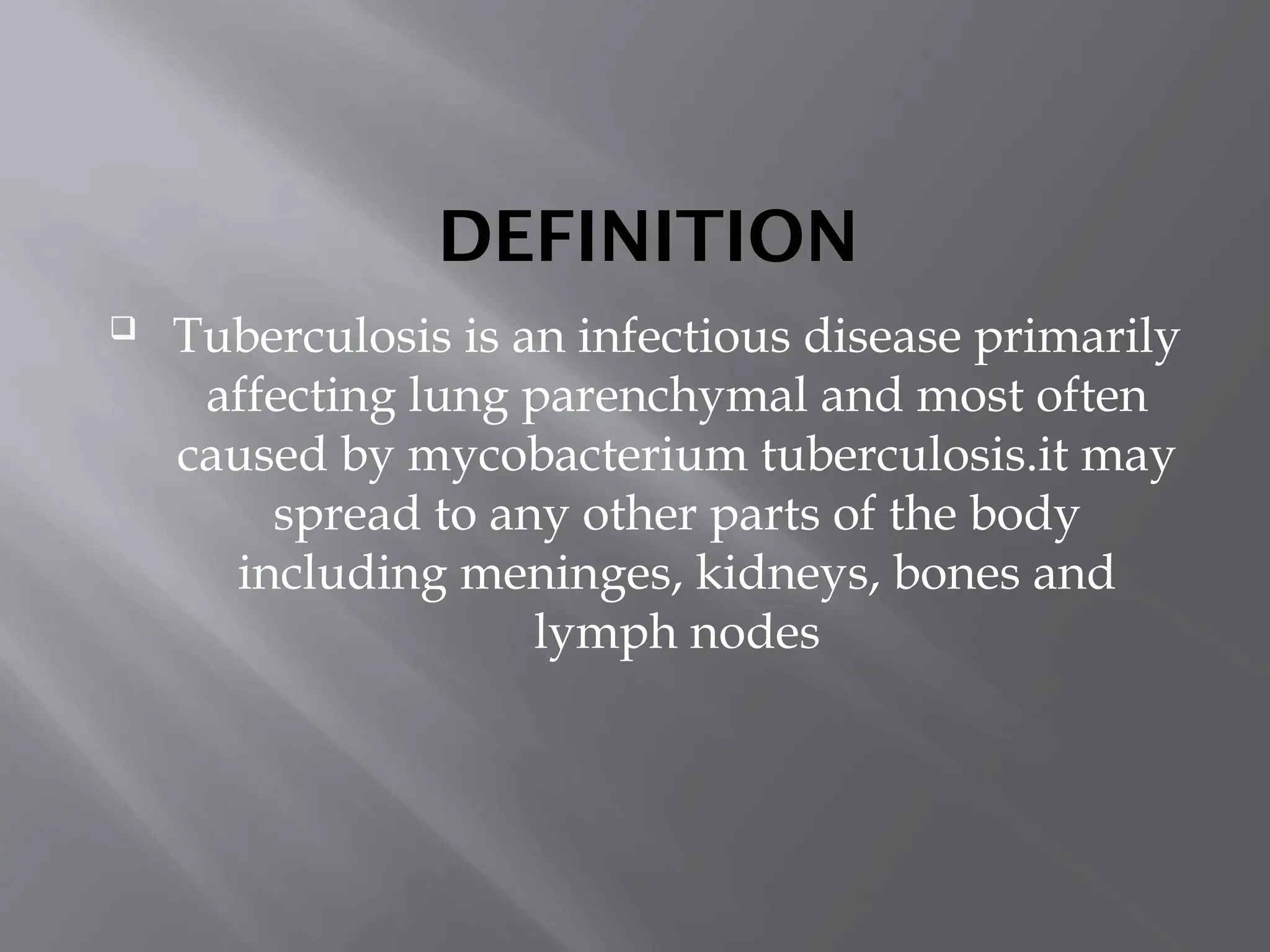 tuberculosis presentation.pptx for chest clinic | PPT