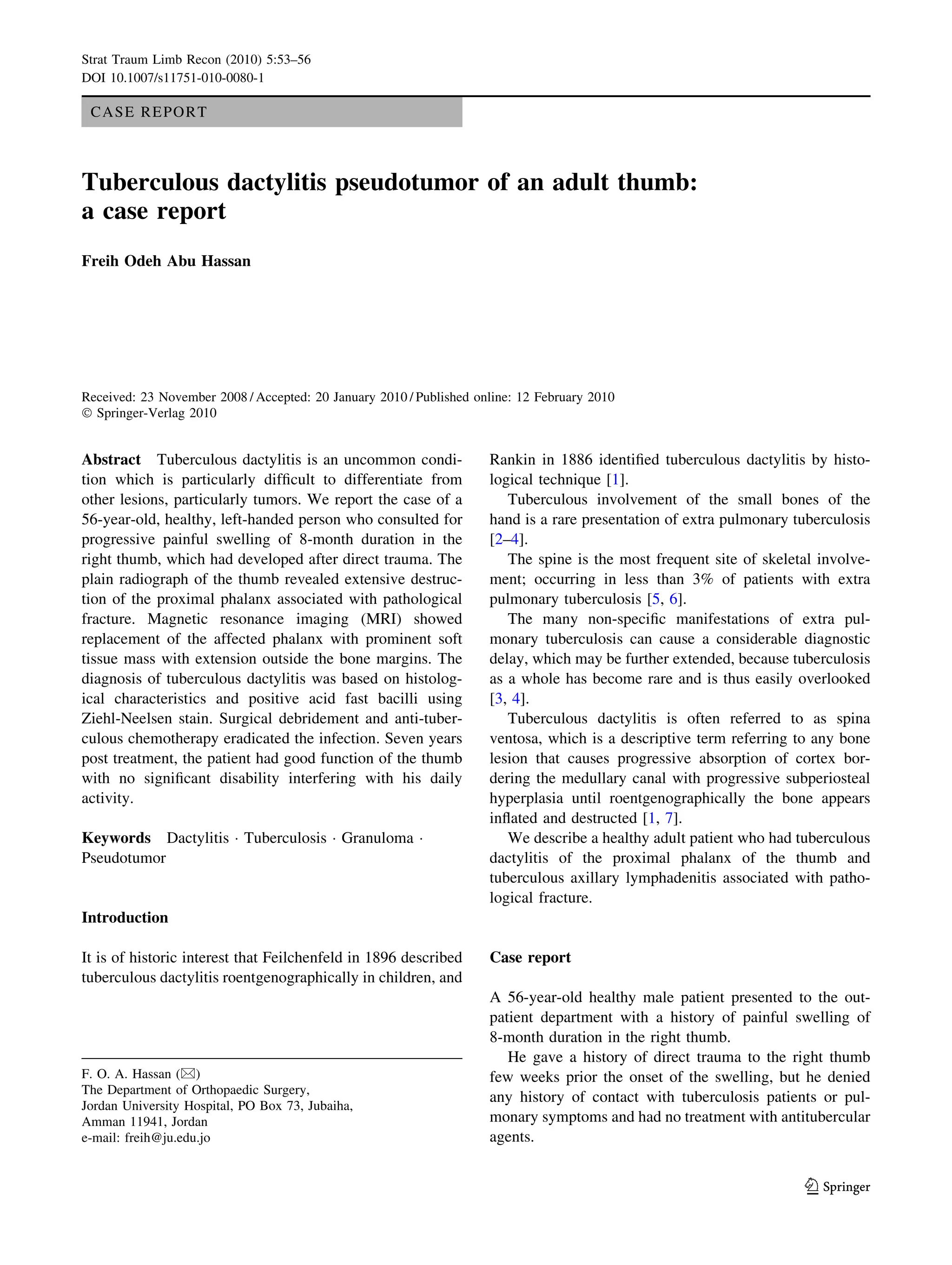 Tuberculous dactylitis pseudotumor of an adult thumb.pdf