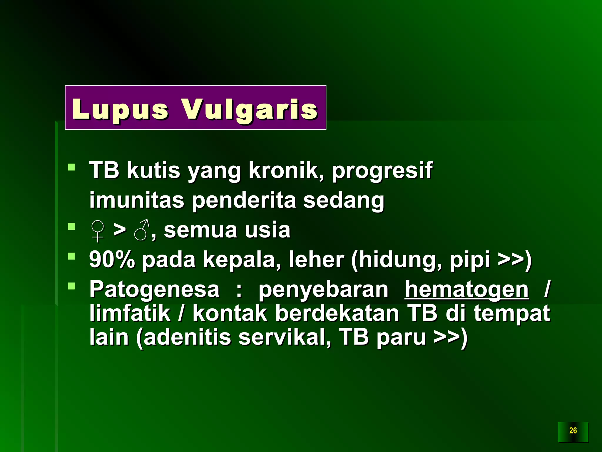 Tuberkulosis kutis & penyakit parasit sawitri, dr. sp kk (k) | PPT