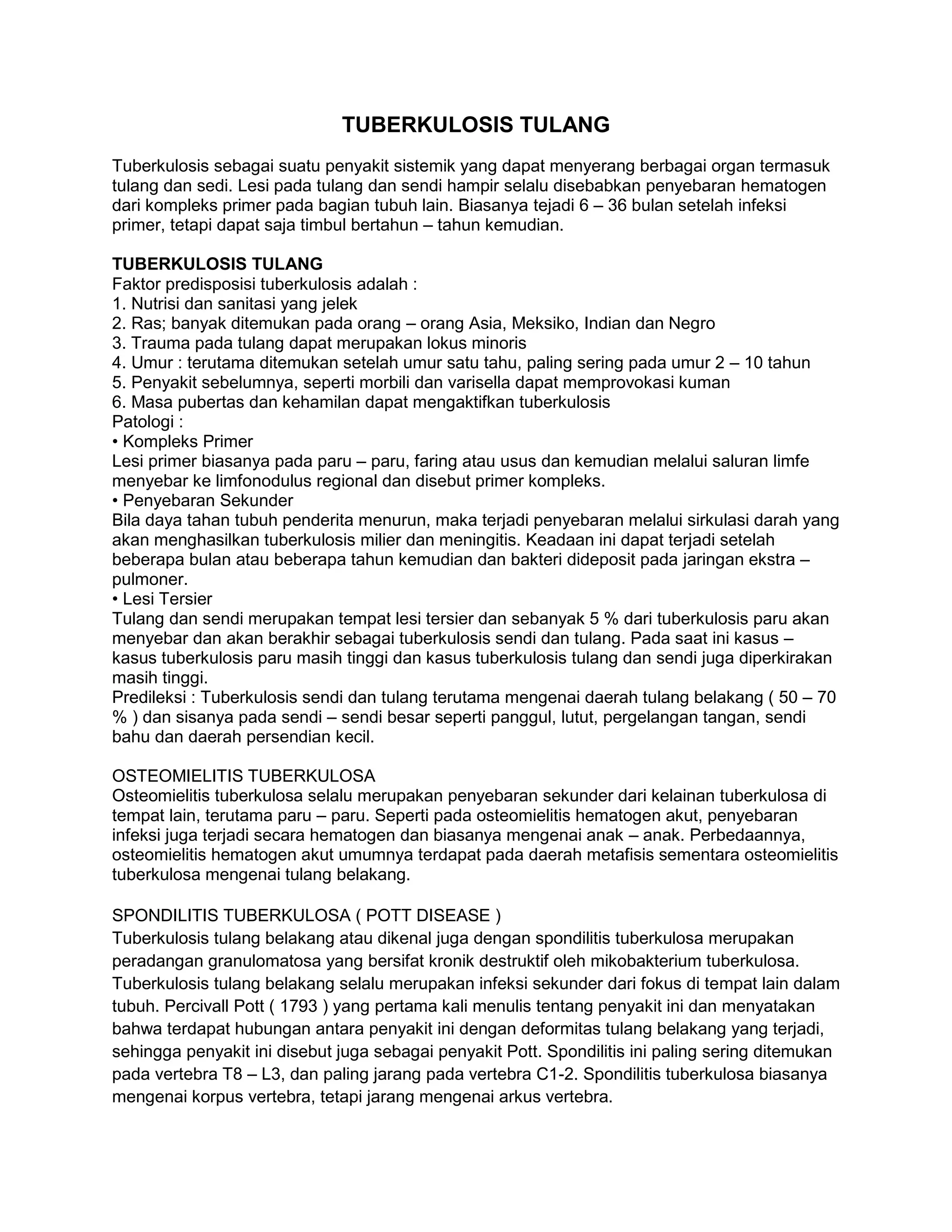 Tuberkulosis tulang | DOCX
