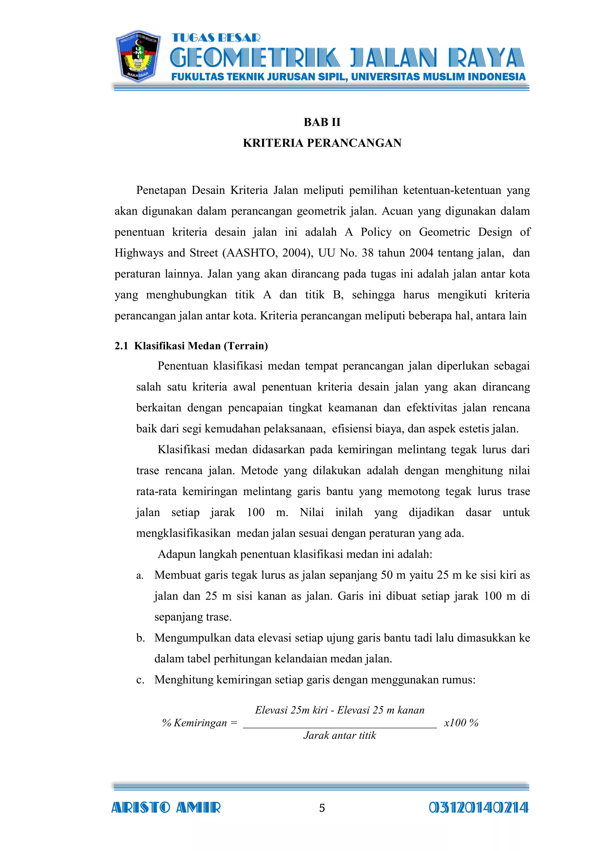 TUGAS BESAR GEOMETRIK JALAN RAYA | PDF