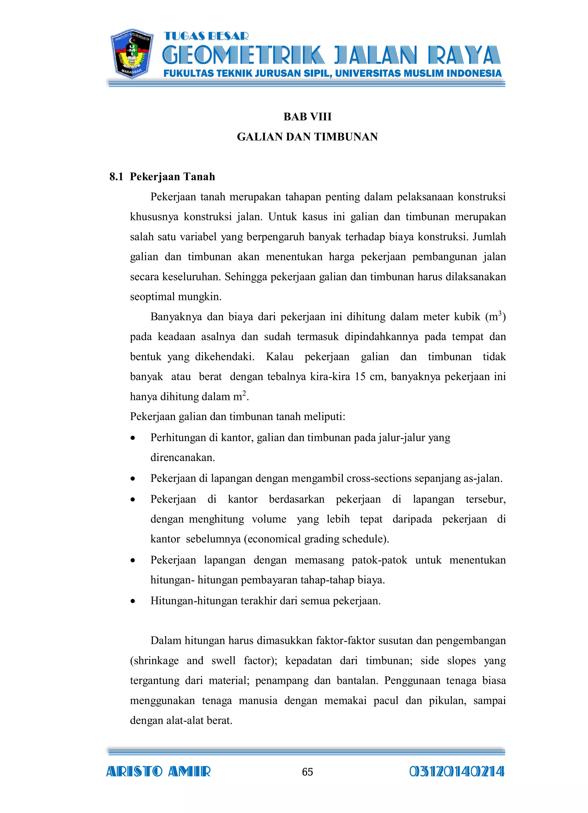 TUGAS BESAR GEOMETRIK JALAN RAYA | PDF