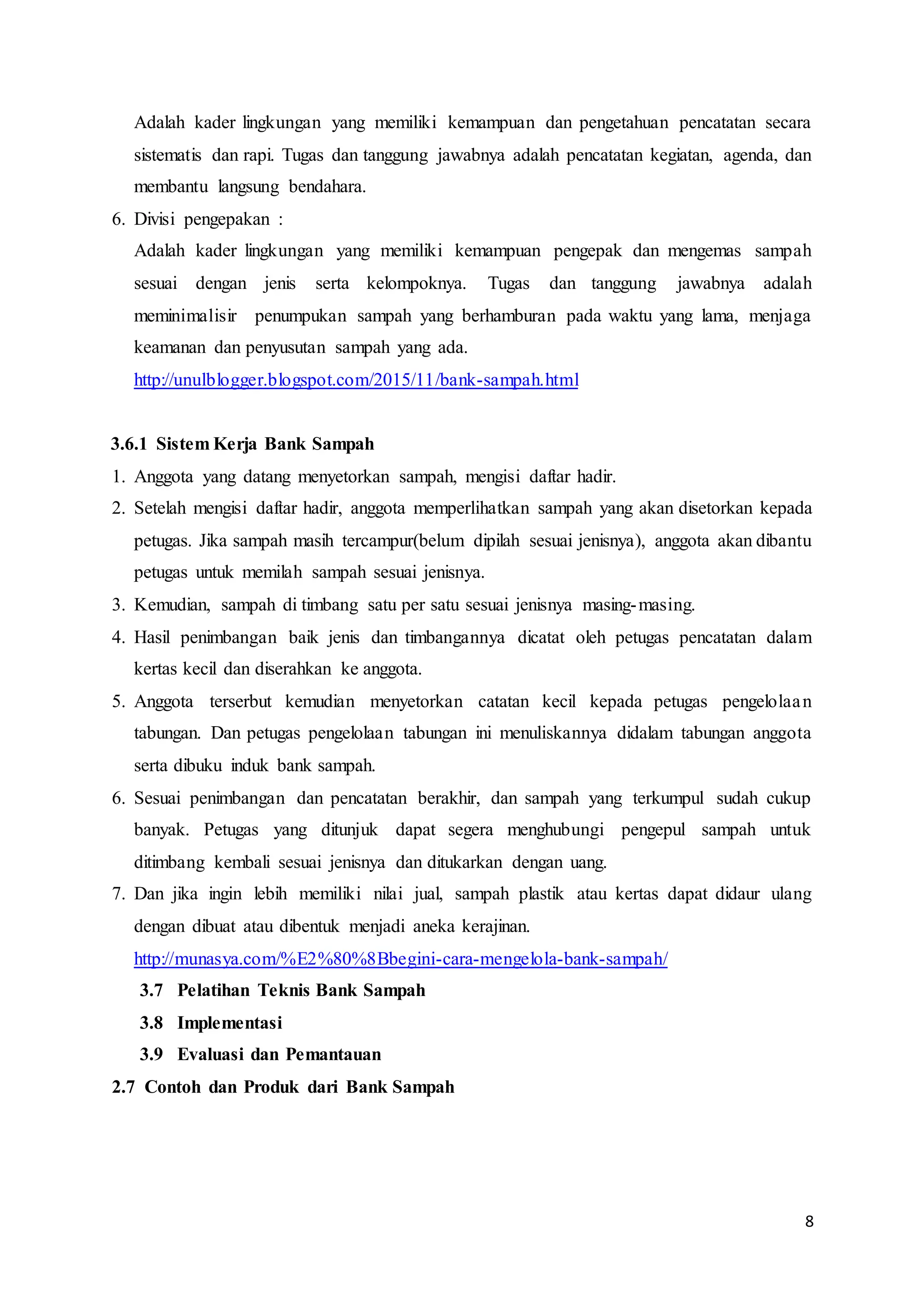 Teknik Penyehatan - Perencanaan Bank Sampah (Tubes) | DOCX