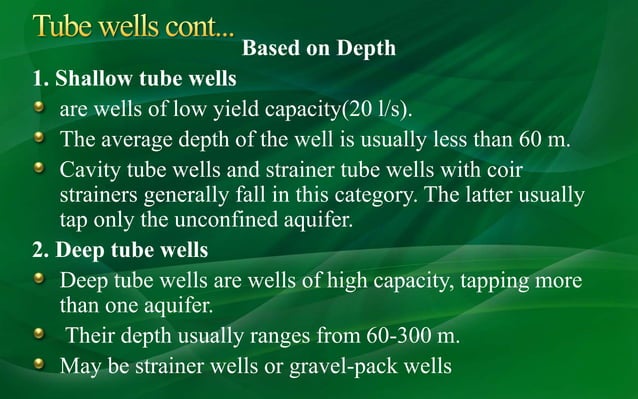 Tube wells and their design | PPTX | Geology | Science