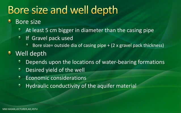 Tube wells and their design | PPTX | Geology | Science