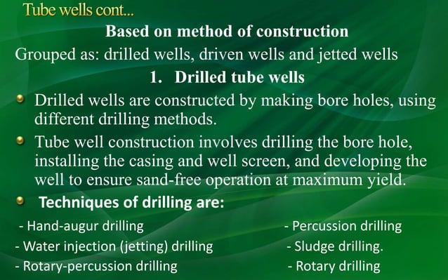 Tube wells and their design | PPTX | Geology | Science