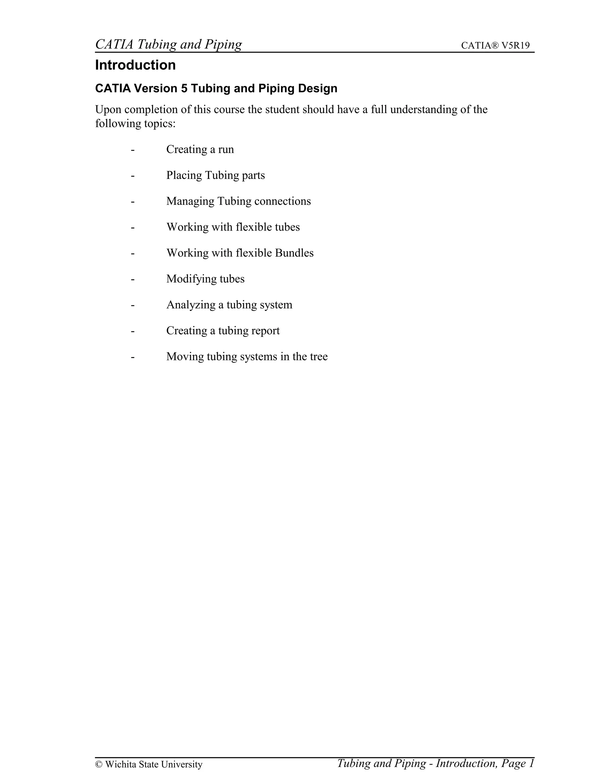 Tubing and piping tutorial CATIA | PDF