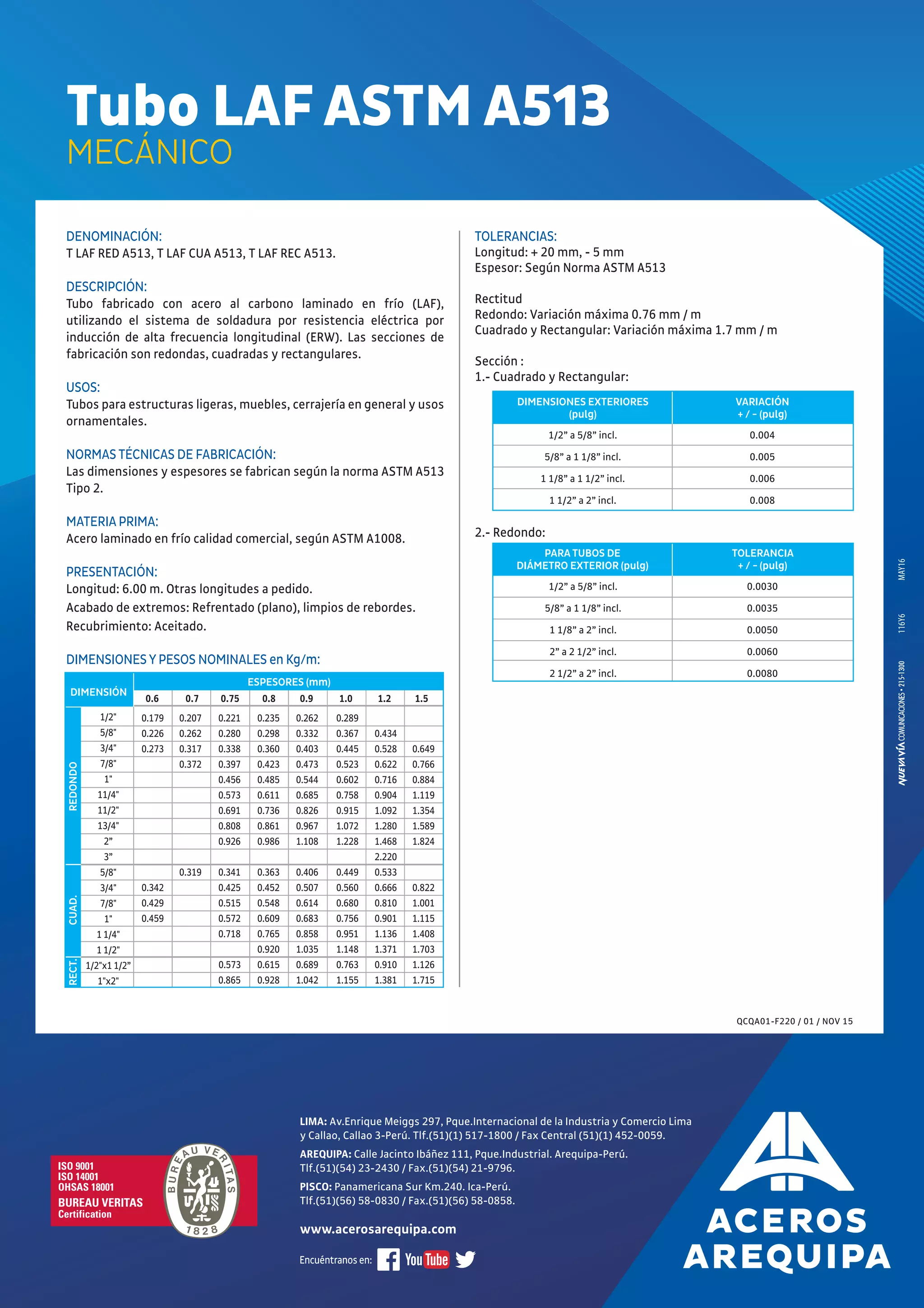 Tubo LAF-ASTM-A513 | PDF