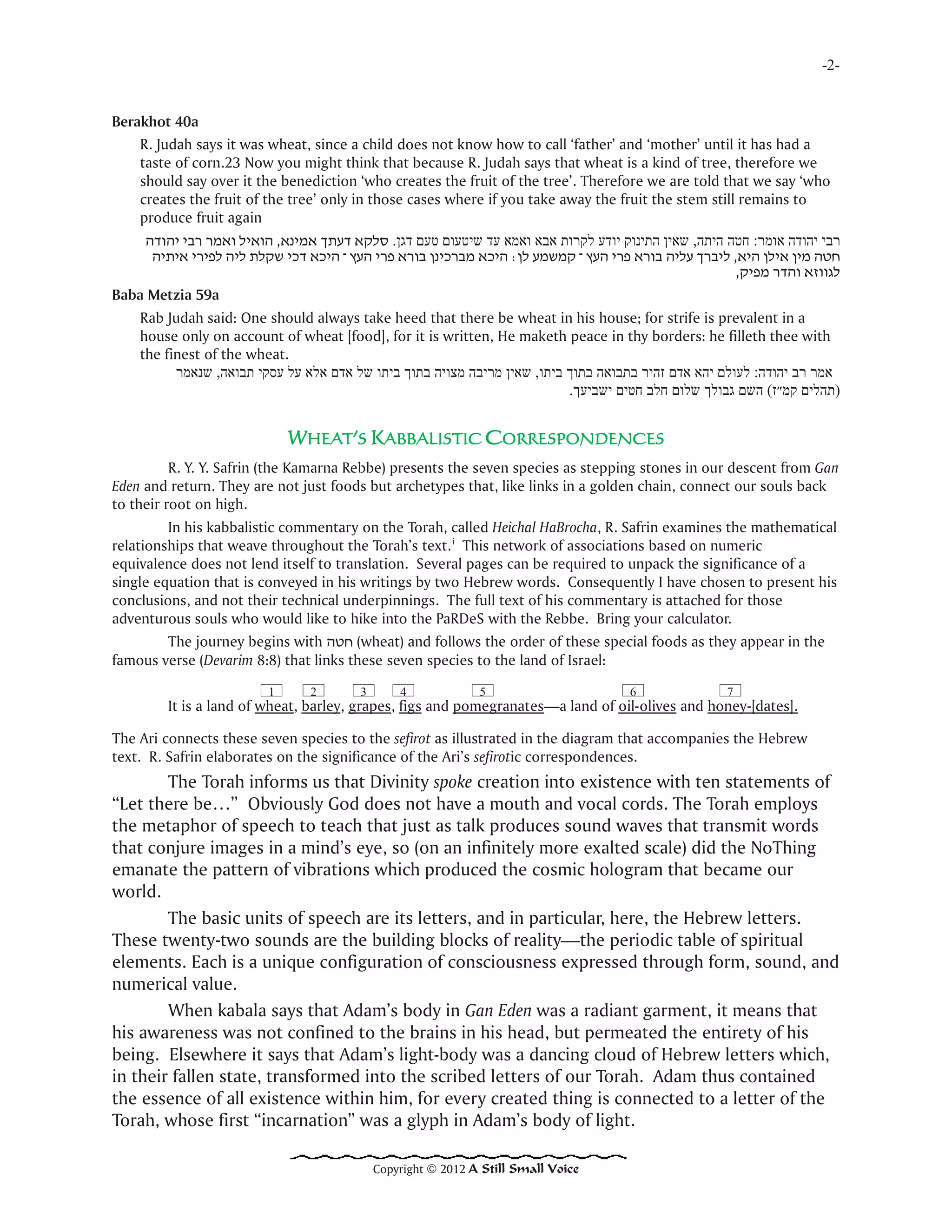 Tribute to Wheat for Tu b'shvat | PDF