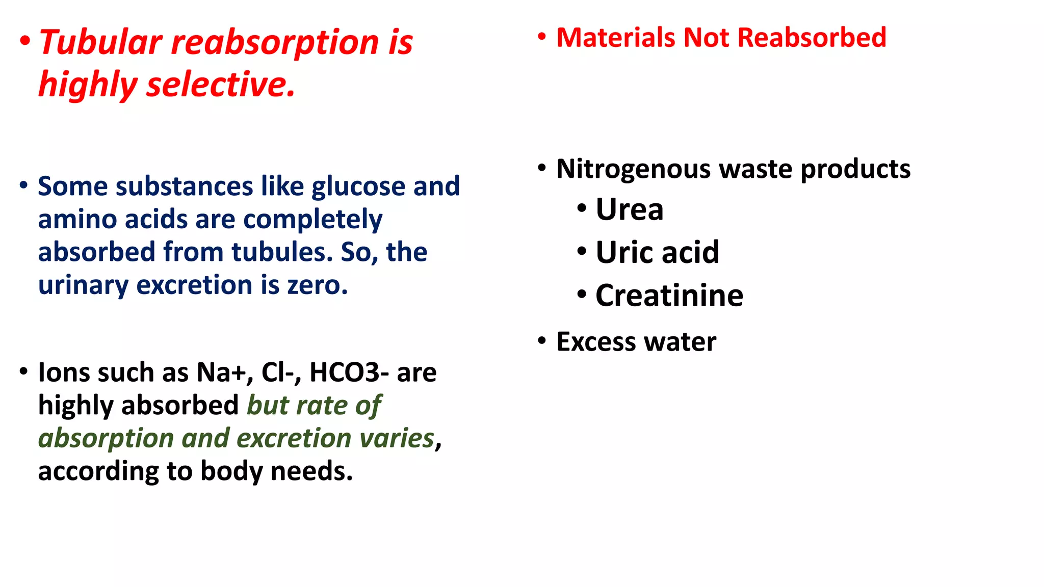 Tubular reabsorption (The Guyton and Hall physiology) | PPTX