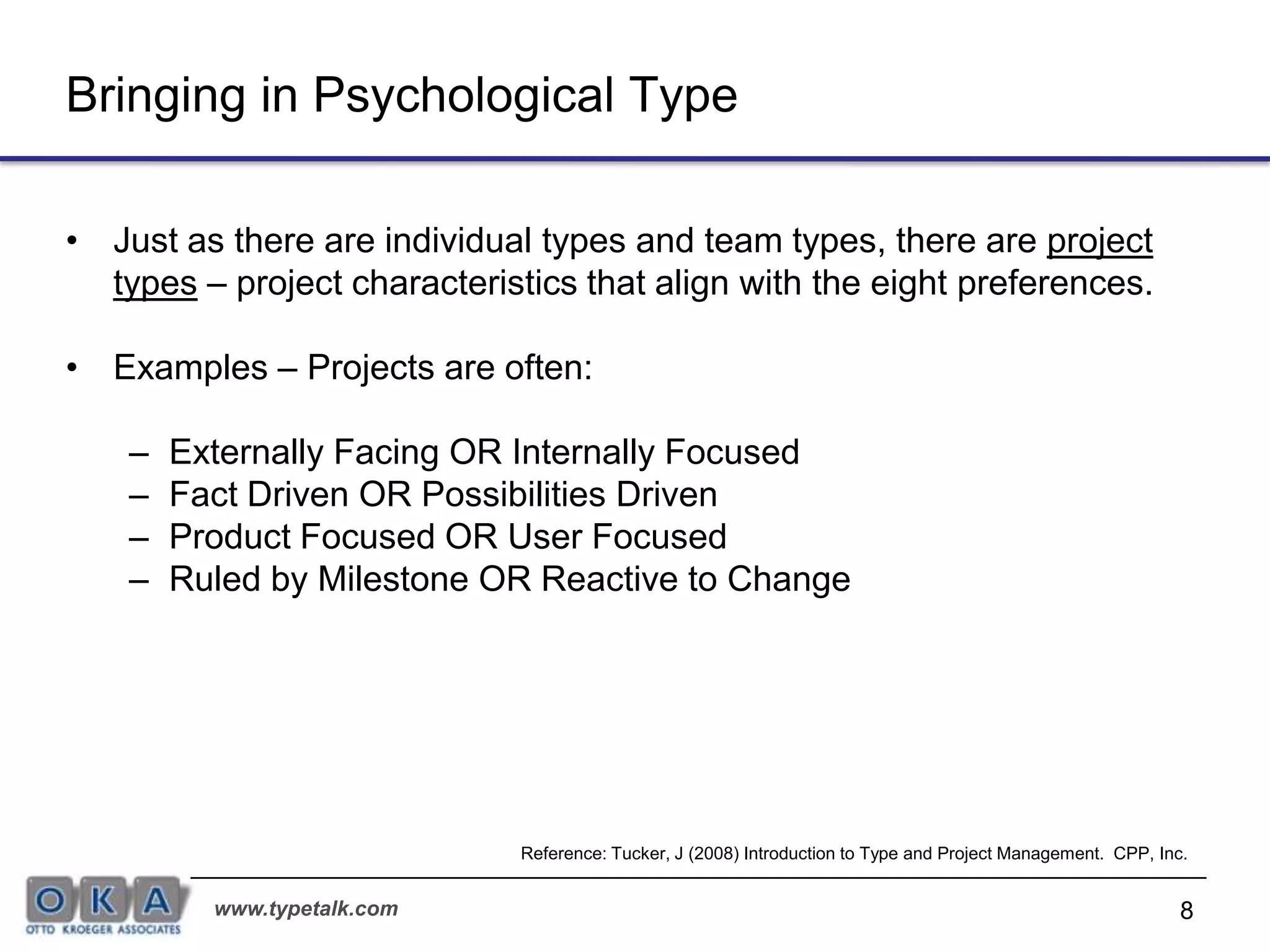 Type/MBTI and Project Management | PPTX