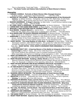 Essie Tucker & Helene Hale Black Women's History Booklist | PDF