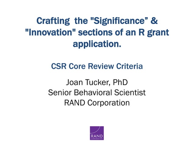 Tucker workshop core review criteria | PPT