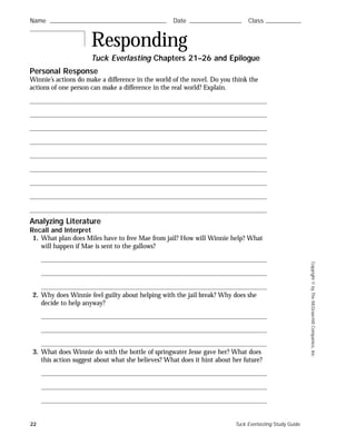 Tuck evelasting guide | PDF